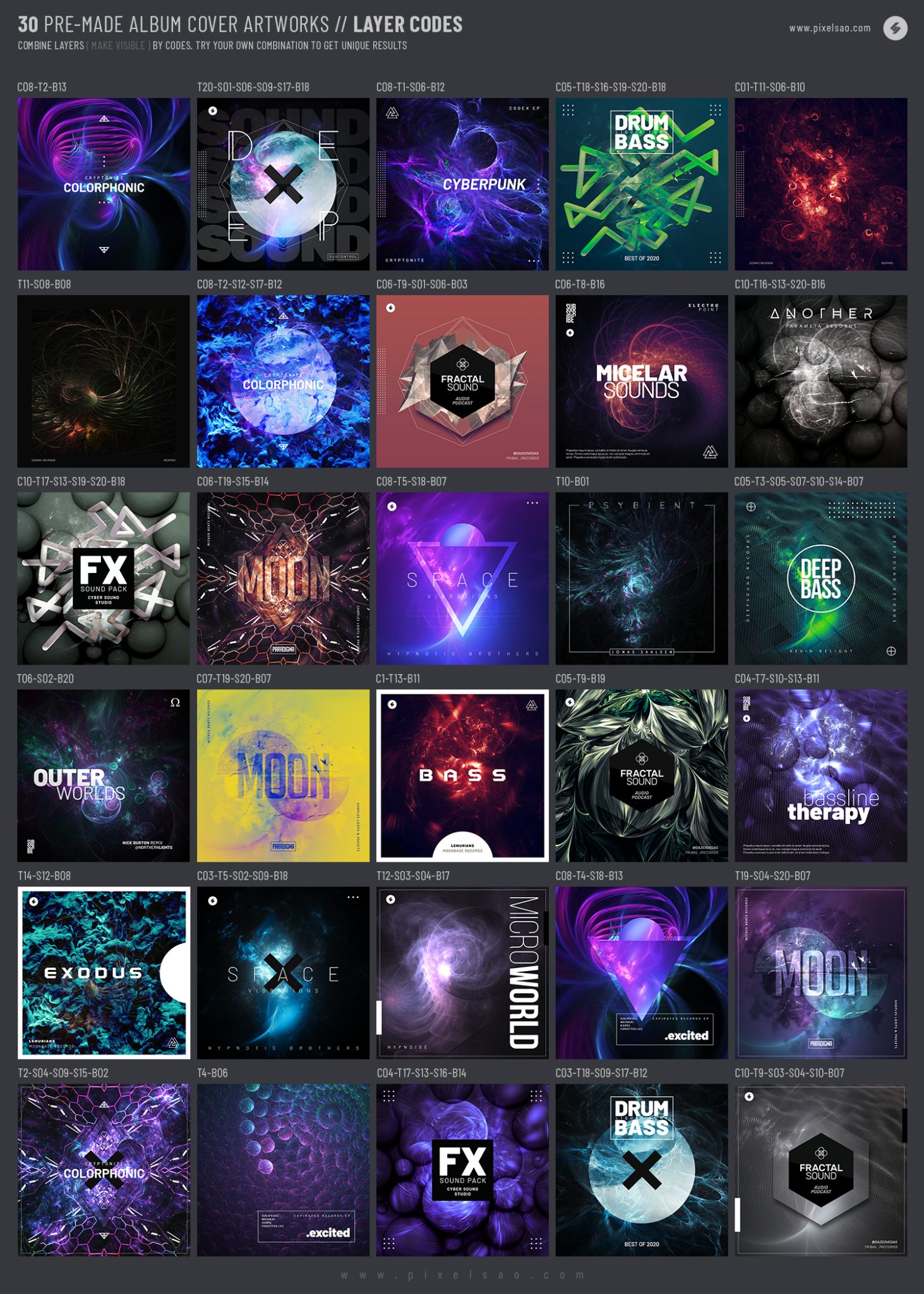 Music Album Cover Maker 2.0 – Abstract Fractals Pack