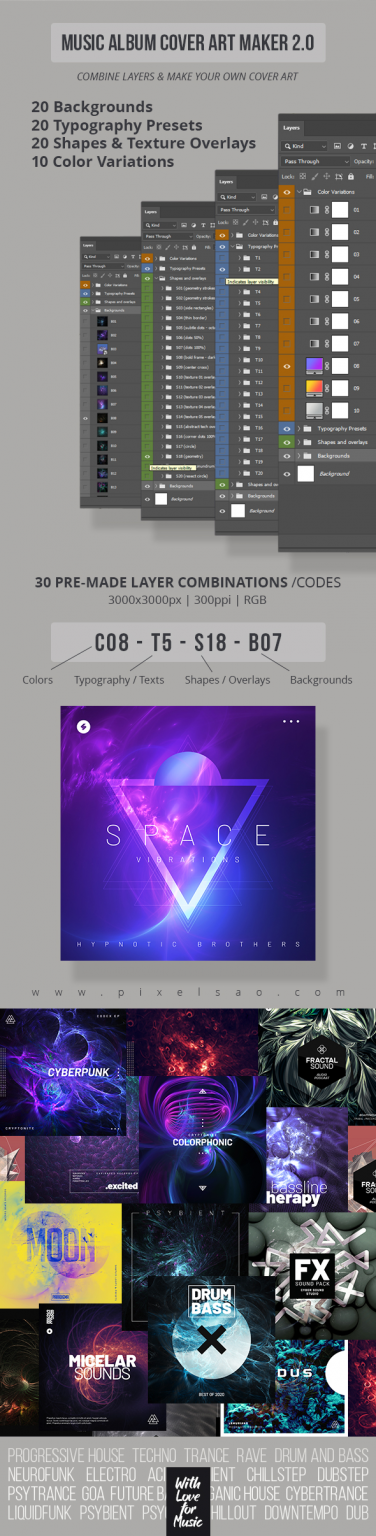 Music Album Cover Maker 2.0 – Abstract Fractals Pack