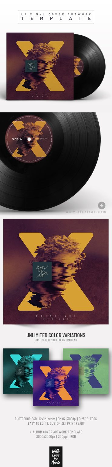 LP Vinyl Album Cover PSD Templates | Pixelsao Templates